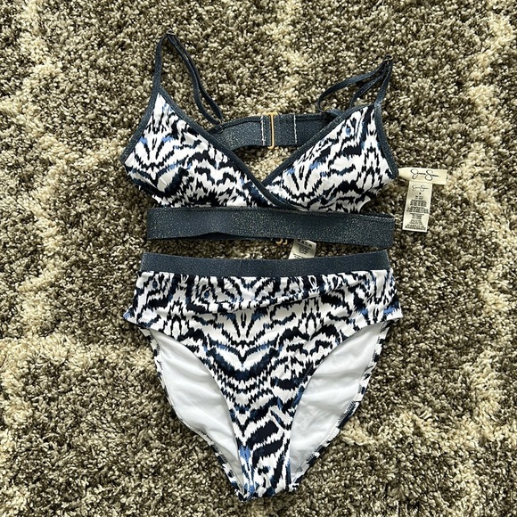 Jessica Simpson | Swim | Jessica Simpson Blue Zebra Print Two Piece ...